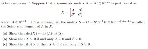 solved schur complement suppose that a symmetric matrix x