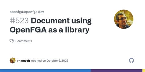 Document Using OpenFGA As A Library Issue Openfga Openfga Dev GitHub