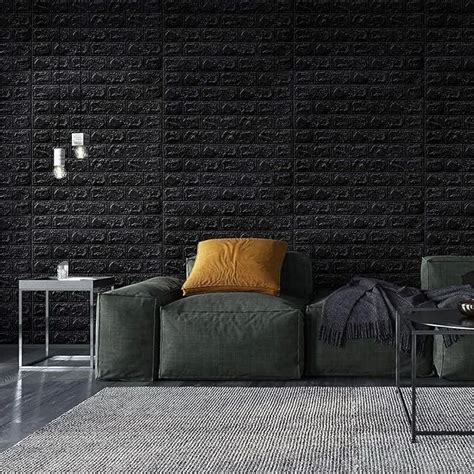 Black 3d Brick Wallpaper Material Pe Foam Type Panel Sheet At