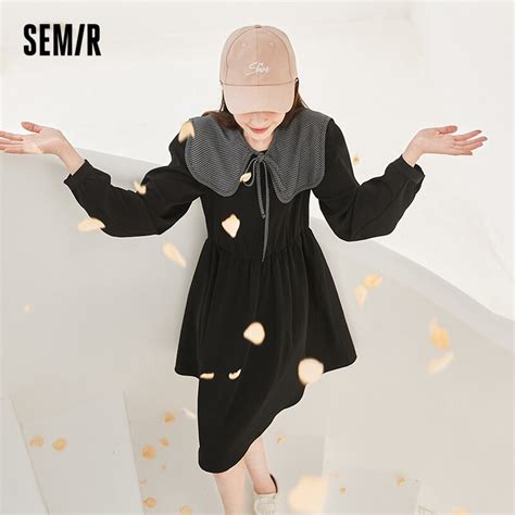 Semir 드레스 여성 퍼프 슬리브 리틀 블랙 드레스 2021 가을 겨울 새로운 격자 무늬 대학 스타일 드레스 기질 Aliexpress