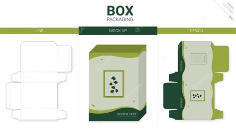 상자 포장 및 모형 다이 컷 템플릿 프리미엄 벡터