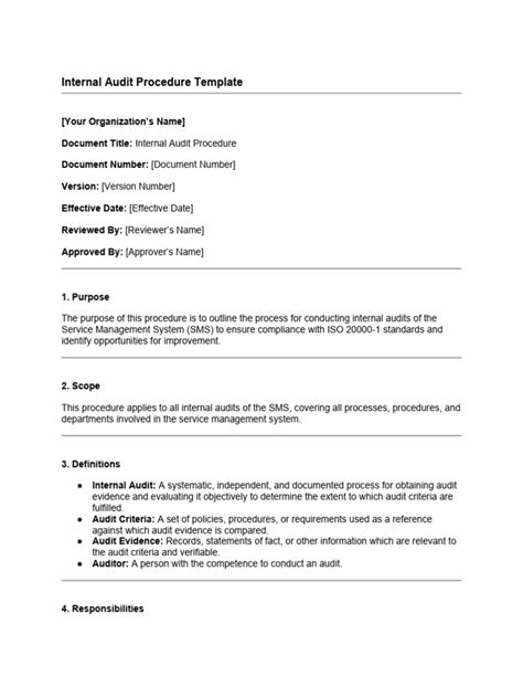 Internal Audit Procedure Template Pdf Audit Internal Audit