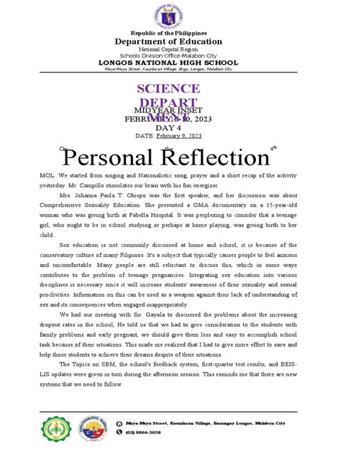 Bautista Reflection 4 Pdf Sex Education Human Sexuality