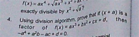 Exactly Divisible By X 2 Sqrt A Using Division Algorithm Prove Tha