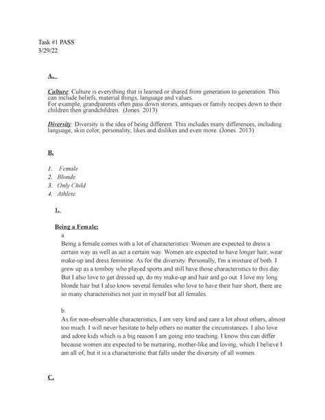 WGU TASK 1 Passing Task 1 PASS 3 29 A Culture Culture Is Everything That Is Learned Or