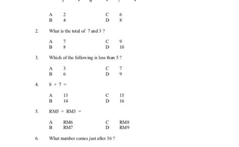 Form 1 Mathematics Questions And Answers Malaysia Derrickoilowery