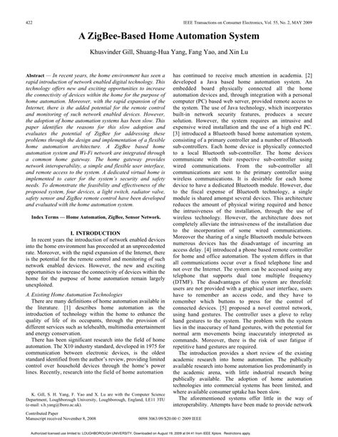 Pdf A Zigbee Based Home Automation System