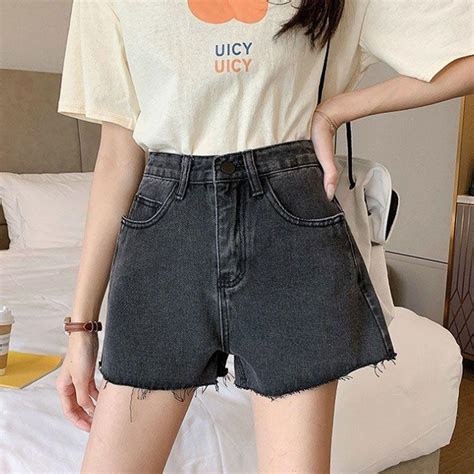 밑단 데미지 빈티지 데님 핫팬츠 여성 3부반바지 에이블리