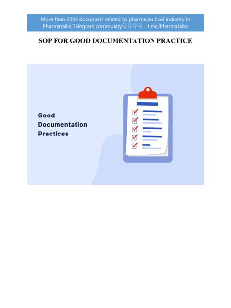 sop for good documentation practice 1 pdf quality assurance