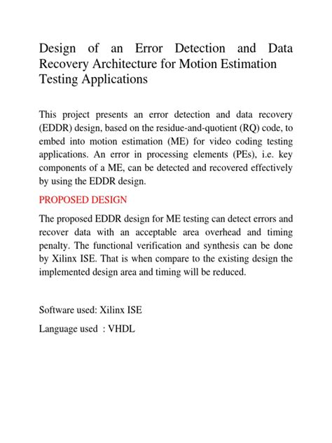 Error Detection And Data Recovery Abstract Pdf