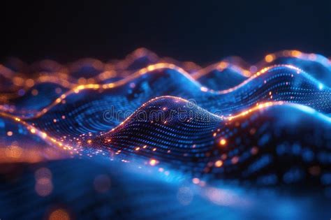 illustration of digital blue wave background with data and binary code