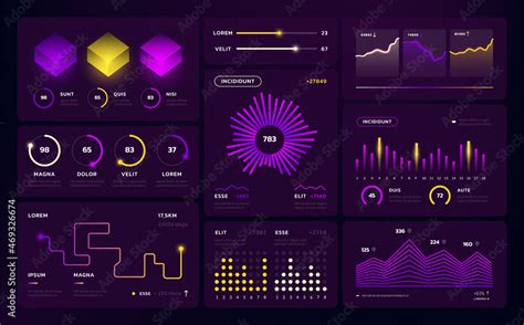 Futuristic UI Dashboard Technology Infographic Data Interface Charts Diagrams Statistic