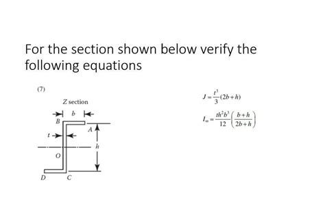 Solved For The Section Shown Below Verify The Following Chegg