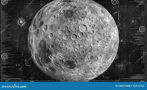 Detailed Lunar Map Showcasing Craters Surface Texture And Celestial