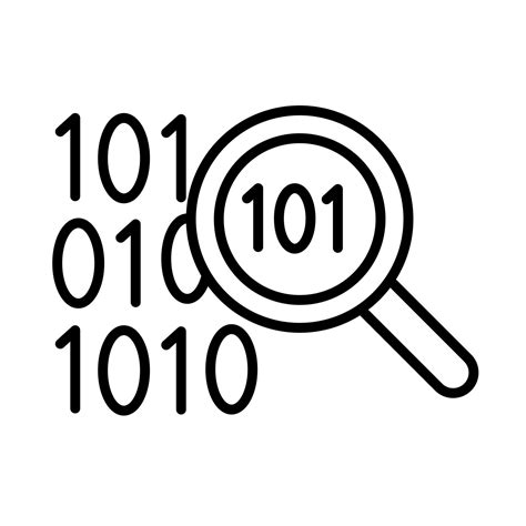 Magnifying Glass With Binary Code Line Style Vector Art At Vecteezy