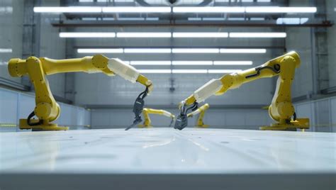 Premium Photo Three Yellow Robotic Arms In A Modern Industrial