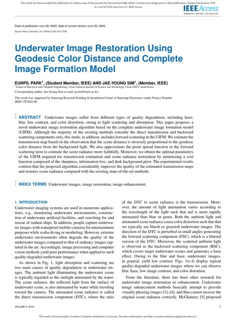 Pdf Underwater Image Restoration Using Geodesic Color Distance And