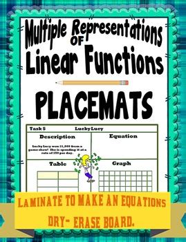 Multiple Representations Of Linear Functions Placemats By Suzie S Angle