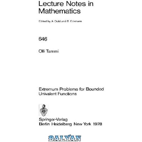 خرید و قیمت دانلود کتاب Extremum Problems For Bounded Univalent