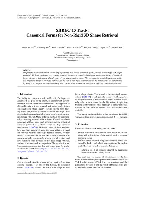 pdf shrec 15 track canonical forms for non rigid 3d shape retrieval