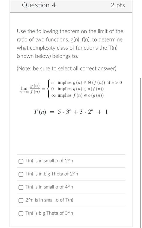 Solved Question Pts Use The Following Theorem On The Chegg Com