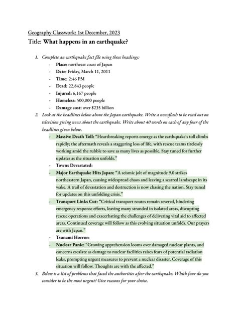 Geography Classwork Pdf