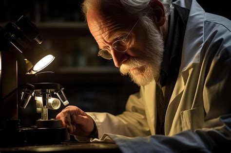 Laboratory Technician Analyzing Samples Under A Microscope Premium Ai