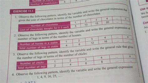 exercise 11 1 1 observe the following pattern identify the variable and