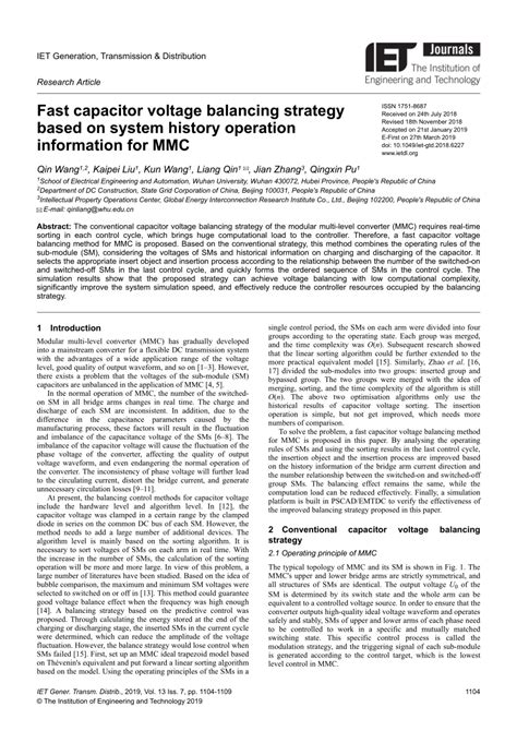 a fast capacitor voltage balancing strategy based on system history