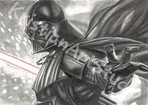 Darth Vader With Lightsaber Pencil Drawing Darth Vader Pencil Etsy