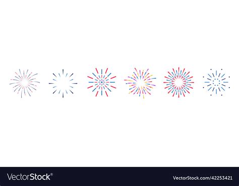 Firework Colorful Explosion For Holidays Flat Set Vector Image Firework Colorful Explosion For Holidays Flat Set Vector Image