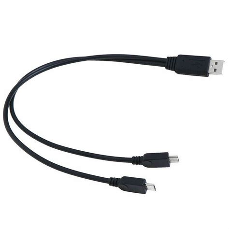 1x USB 2 0 Male To Male Dual Micro USB Splitter Y Charging Data Cable AU