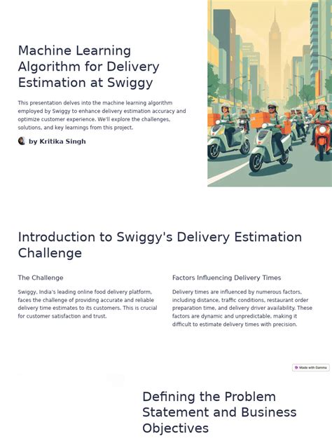 Machine Learning Algorithm For Delivery Estimation At Swiggy Pdf Applied Mathematics