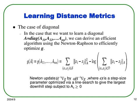 Ppt Distance Metric Learning With Application To Clustering With