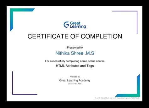 Nithika Shree M S On Linkedin Html Webdev Certification Learning