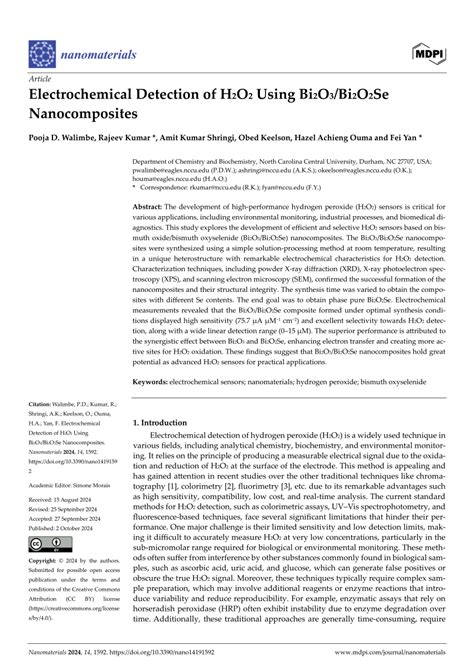 pdf electrochemical detection of h2o2 using bi2o3 bi2o2se nanocomposites