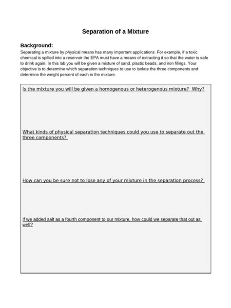 Mixture Separation Pdf