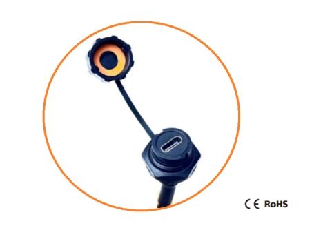 Front Panel Mount Type C Female IP Cable Assembly With Cap From China Manufacturer Totek