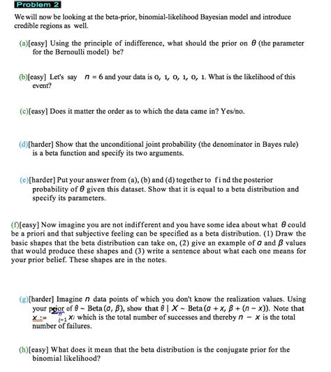Solved Problem 2 We Will Now Be Looking At The Beta Prior Binomial