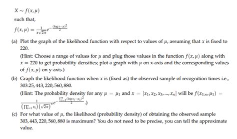 Solved Part The Likelihood FunctionSuppose A Random Chegg