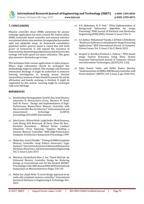 Fpga Implementation Of High Speed Amba Bus Architecture For Image