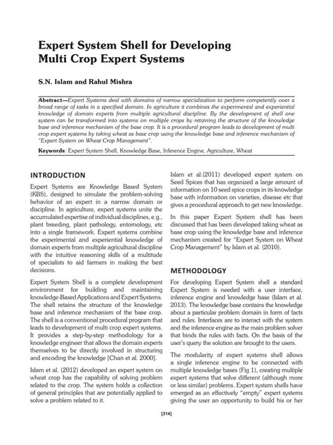 Pdf Expert System Shell For Developing Multi Crop Expert Systems