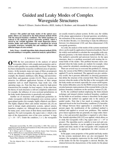 PDF Guided And Leaky Modes Of Complex Waveguide Structures