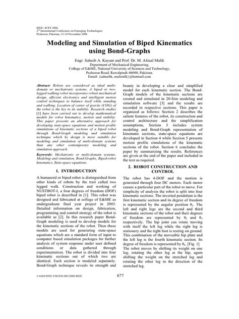2006 Modeling And Simulation Of Biped Kinematics Using Bond Graphs