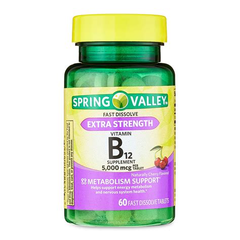 Spring Valley Extra Strength Vitamin B12 Supplement Fast Dissolve ...