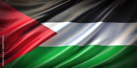 Vibrant 3d Rendering Of Palestinian Flags Three Horizontal Stripes Of Black White And Green