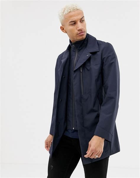 Hugo Boss Barelto Insert Jacket In Navy Navy Modesens Borg Denim