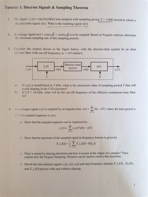 Solved Tutorial 1 Discrete Signals And Sampling Theorem 1