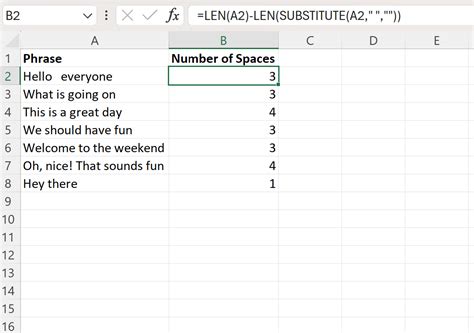 Excel How To Count Number Of Spaces In A Cell