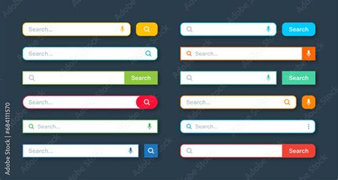 Colorful Search Bar Templates Internet Browser Engine With Search Box Address Bar And Text